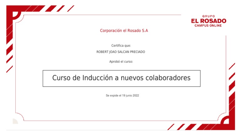 Certificado de Induccion | PDF