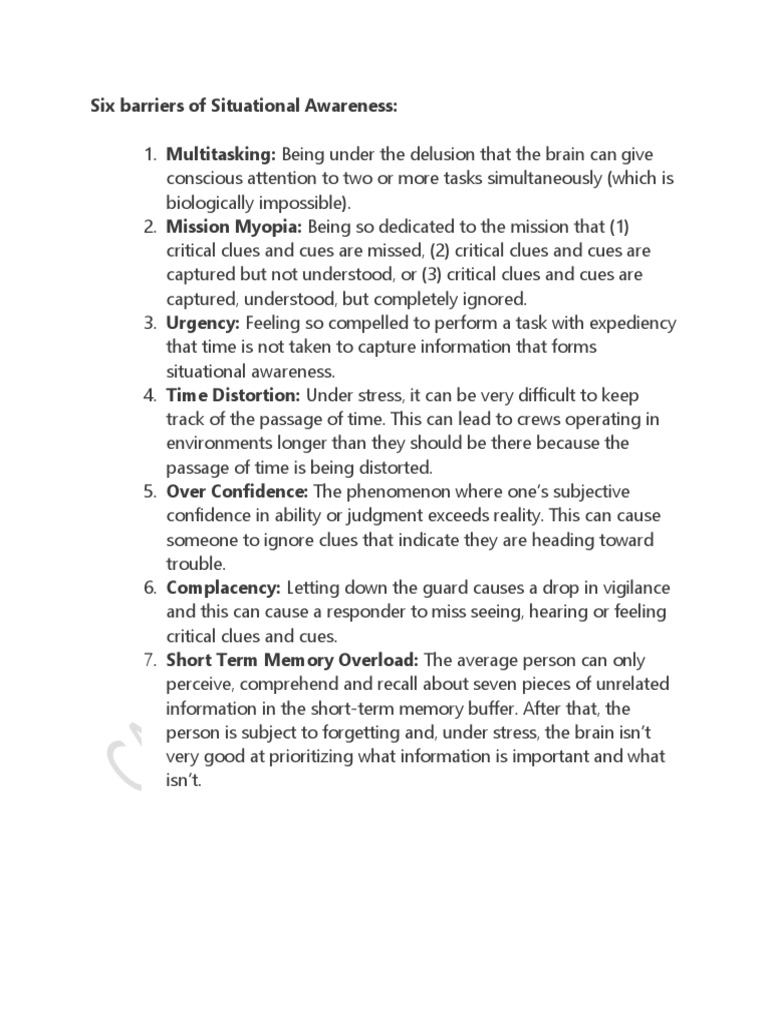 Barriers to Situational Awareness | PDF