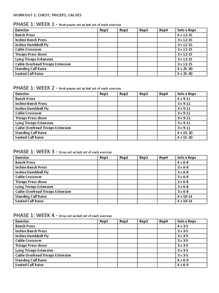 4-Week Workout Plan: Strength Training | PDF | Strength Training ...