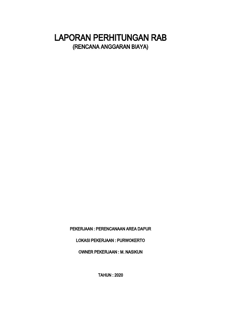RAB Perencanaan Dapur Purwokerto 2020 | PDF | Sains & Matematika