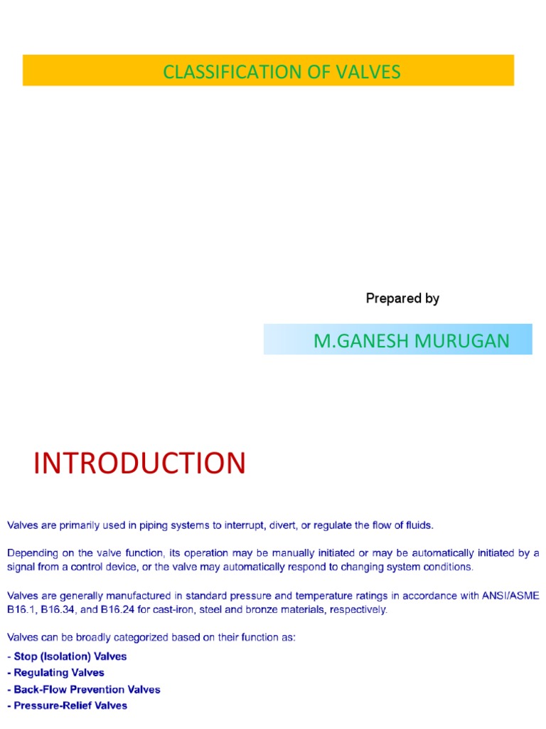 Valve Classification Overview | PDF | Home & Garden