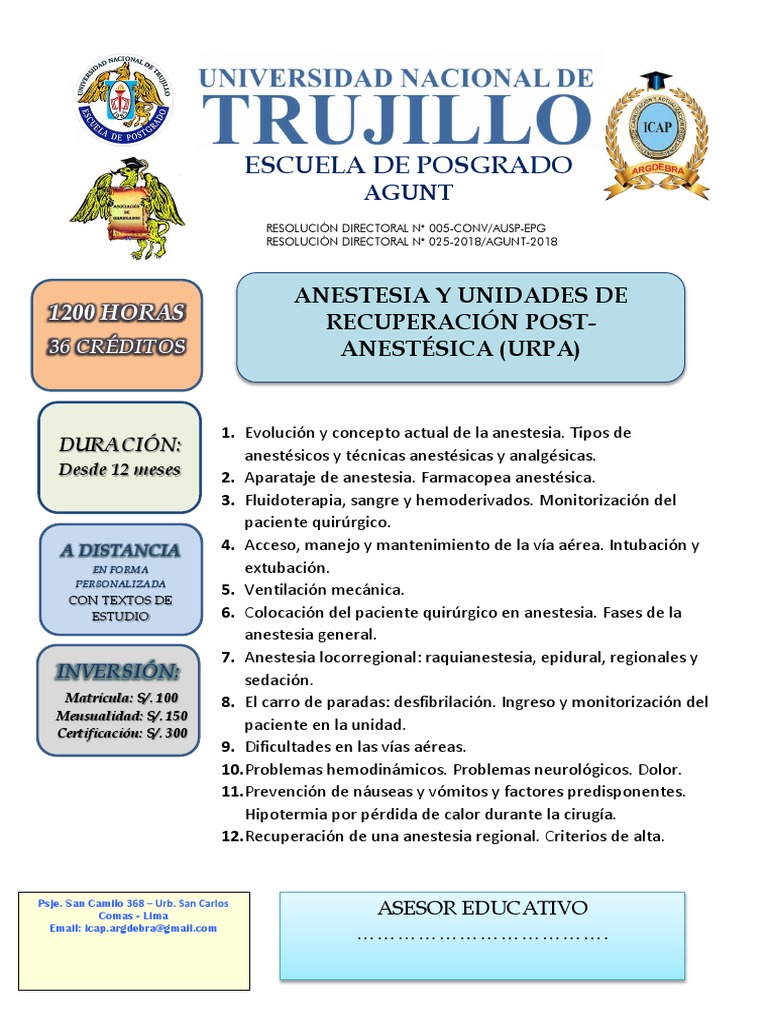 Recuperación Post Anestésica URPA | PDF