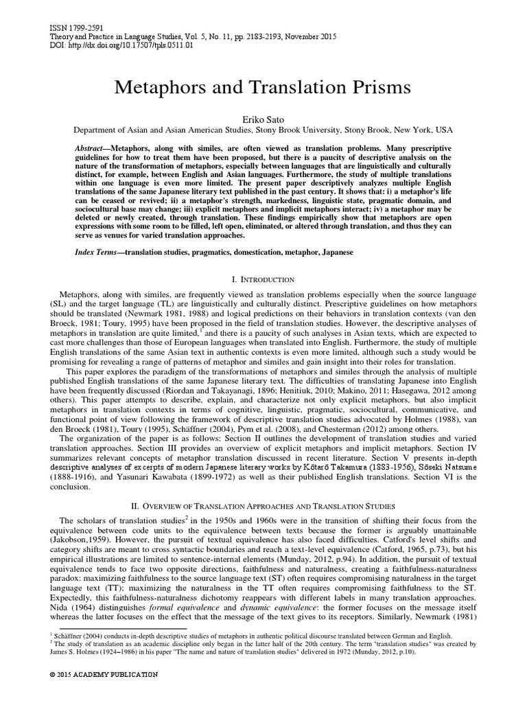 Metaphors and Translation Prisms | PDF | Metaphor | Translations