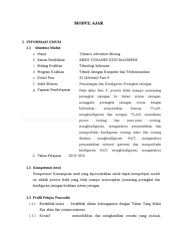 2. MODUL AJAR - VLAN | PDF