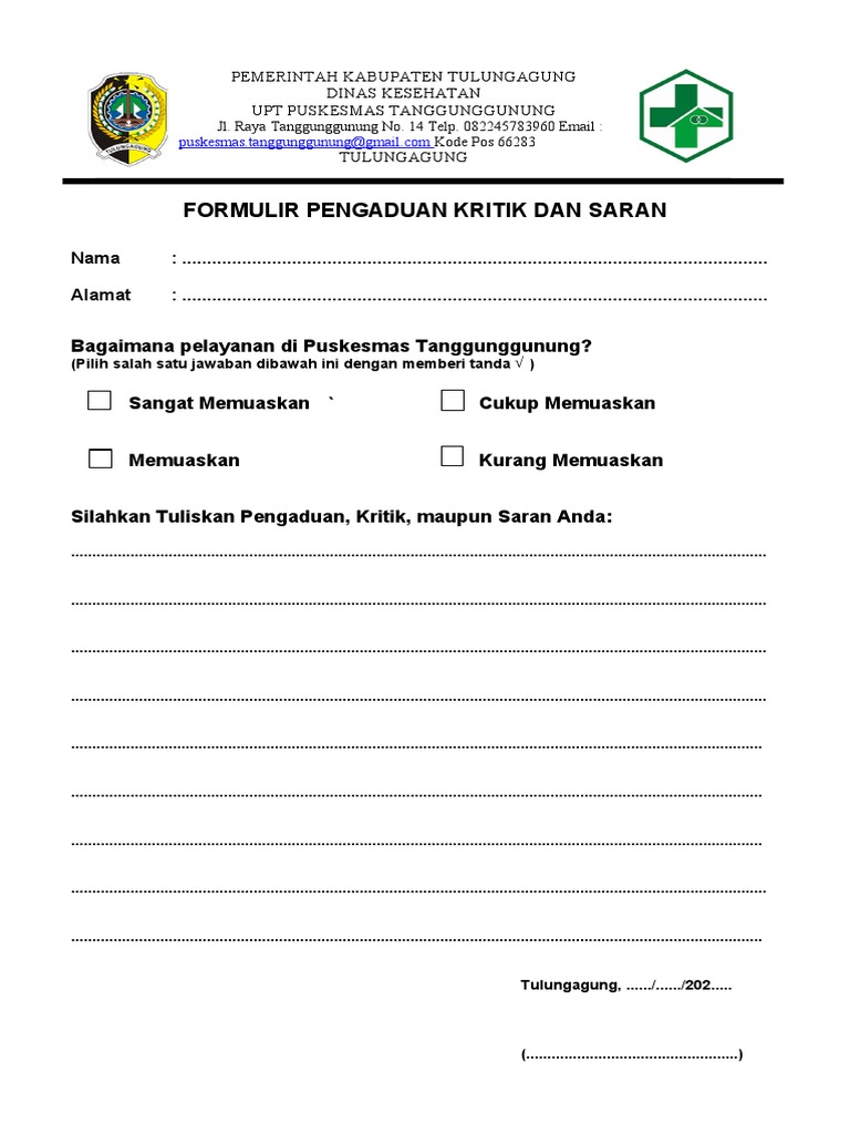 Formulir Kritik Dan Saran | PDF
