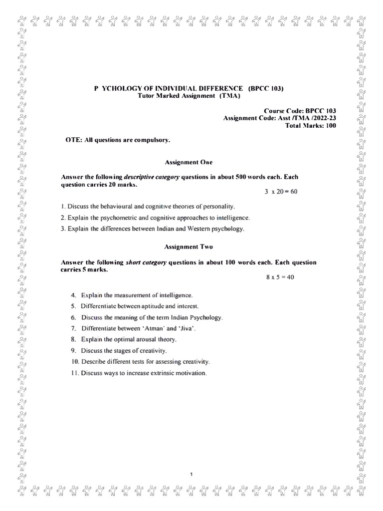 BPCC 103 em 2022 23 | Download Free PDF | Intelligence Quotient | Wechsler Adult Intelligence Scale