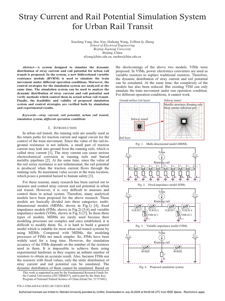 Stray Current and Rail Potential Simulation System For Urban Rail ...