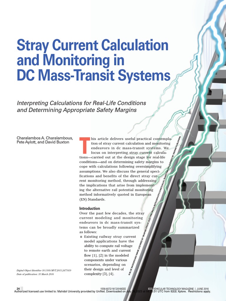 Stray Current Calculation and Monitoring in DC Mass-Transit Systems ...