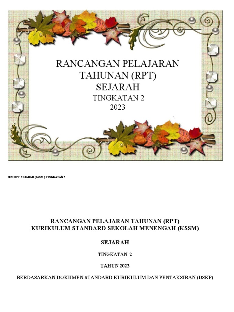 RPT Sejarah T2 2023 | PDF
