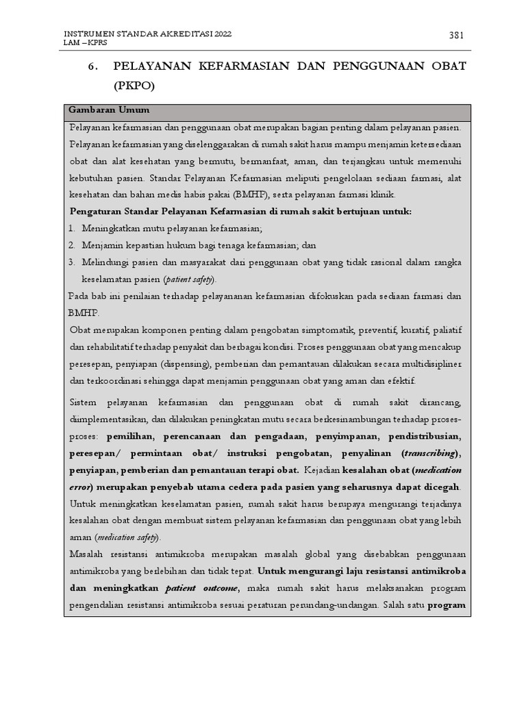 Instrumen PKPO Dari LAMKPRS 2022 | PDF