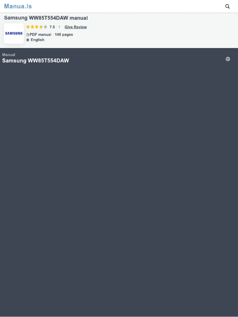 User Manual Samsung WW85T554DAW (English - 140 Pages) | PDF