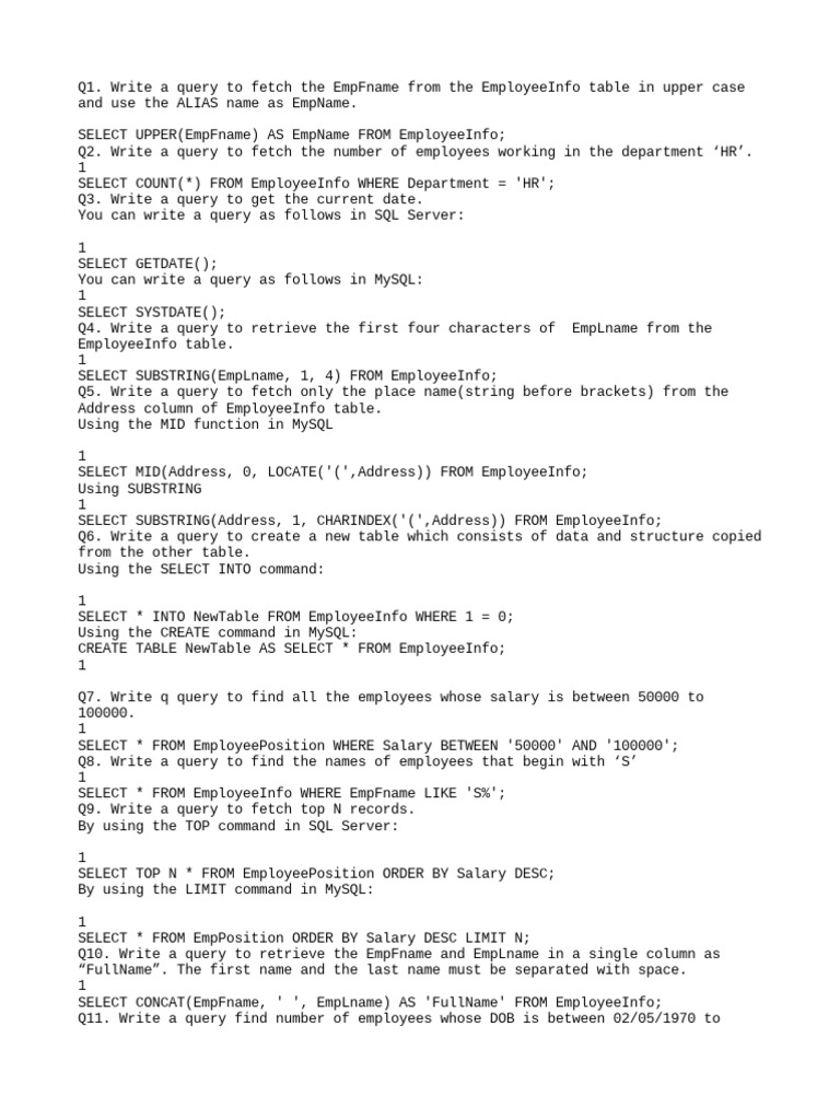 Queries | PDF | Data Management Software | Application Software