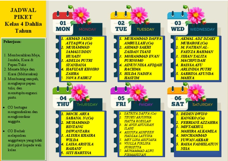 Template Jadwal Piket Aesthetic 1 | PDF