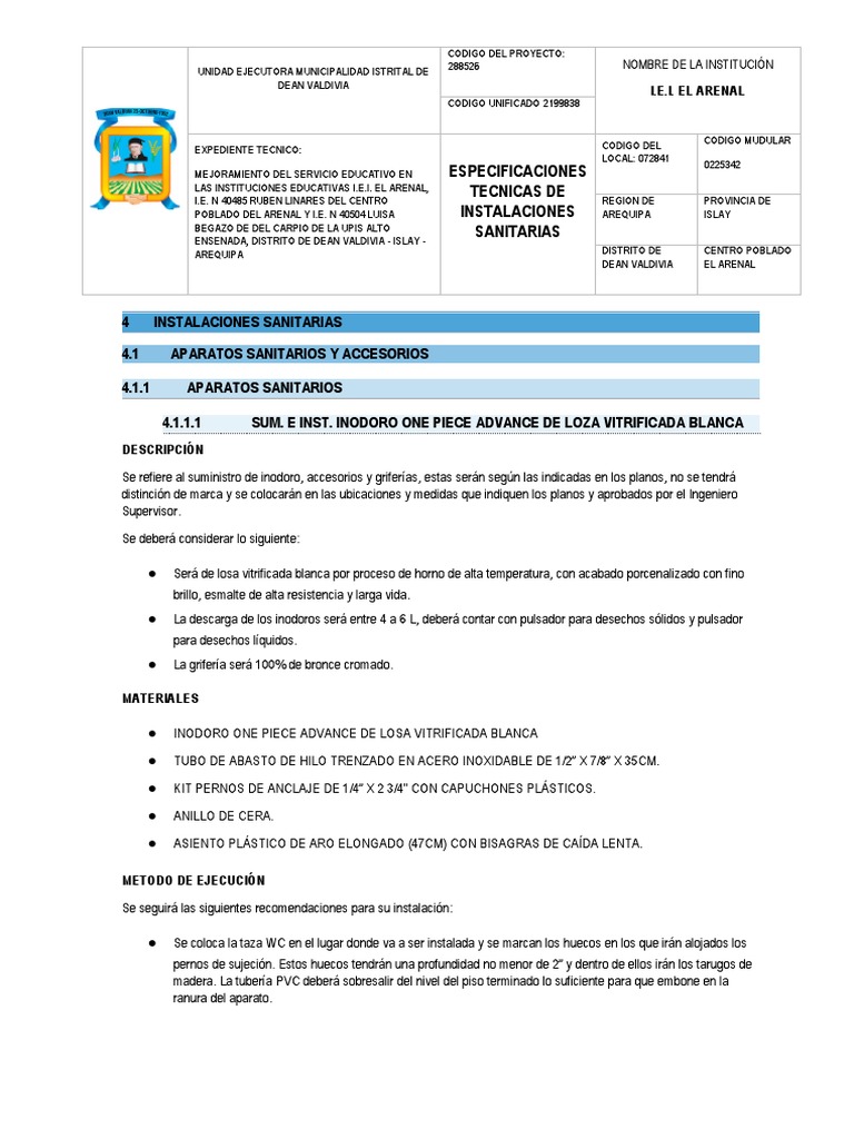 Ee - TT Iiss-Por Partidas El Arenal | PDF | Lavabo | Presupuesto