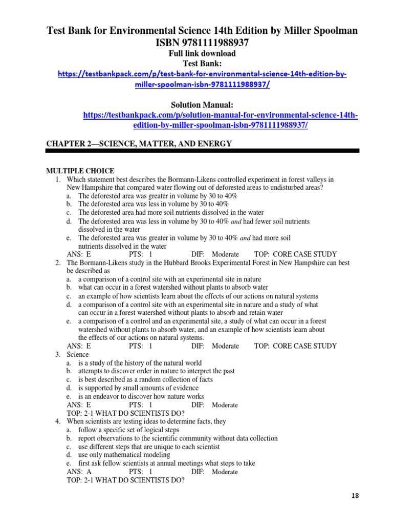 Environmental Science 14th Edition by Miller Spoolman ISBN Test Bank ...