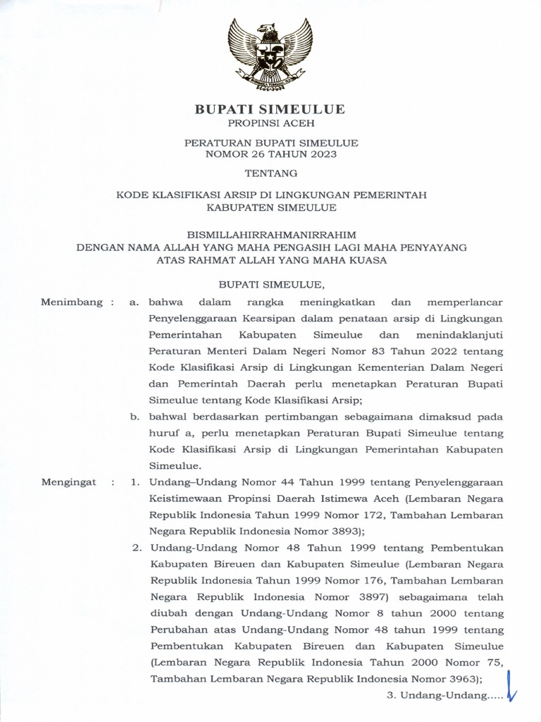 Perbup No 26 Tahun 2023 | PDF