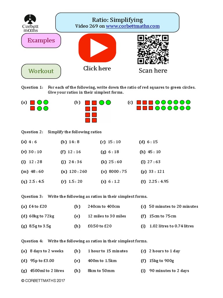 Simplifying Ratios Pdf1 | PDF | Teaching Methods & Materials