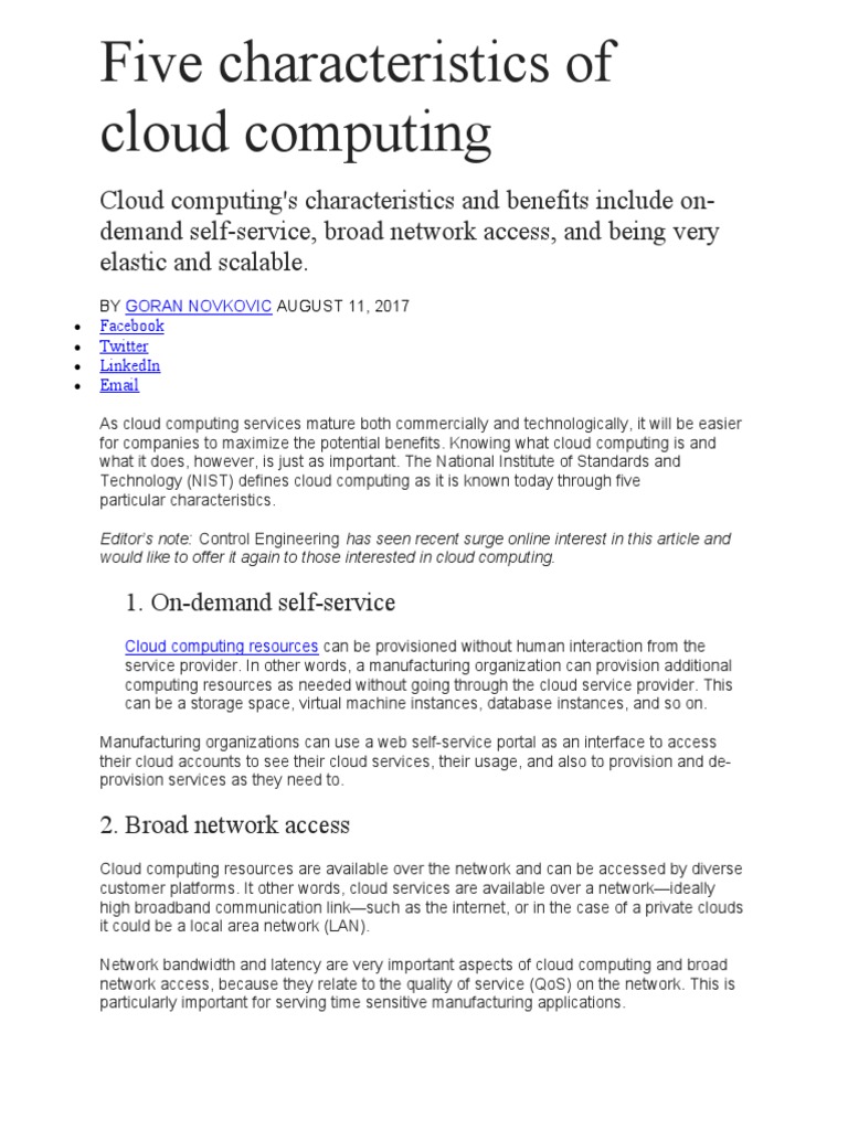 Five characteristics of cloud computing | PDF | Cloud Computing | Scalability