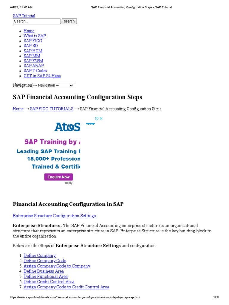 Sap Financial Accounting Configuration Steps Sap Tutorial Pdf Depreciation Banks