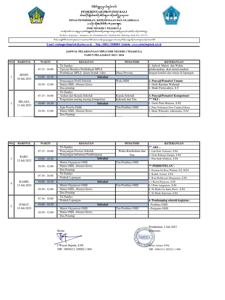 Jadwal MOS 2023 - Guru | PDF
