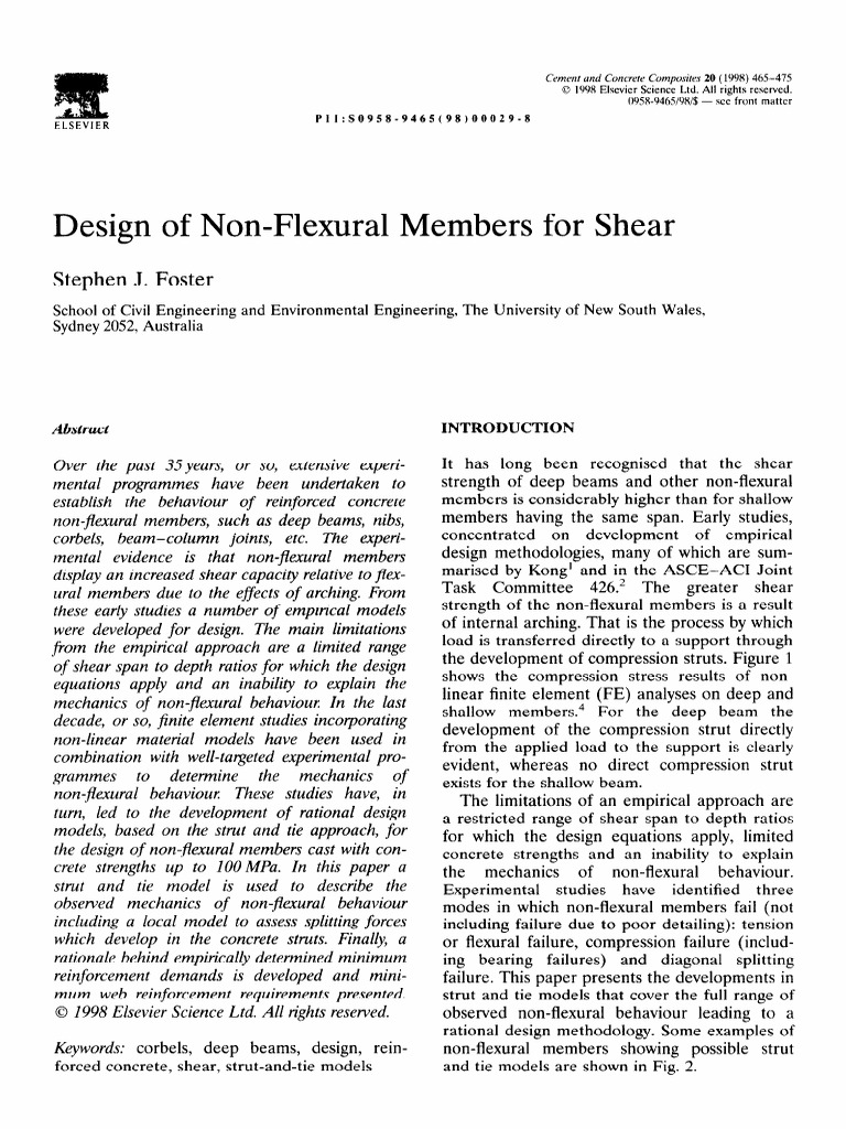 Design of Non-Flexural Members for Shear -Foster-1998 | PDF | Beam ...
