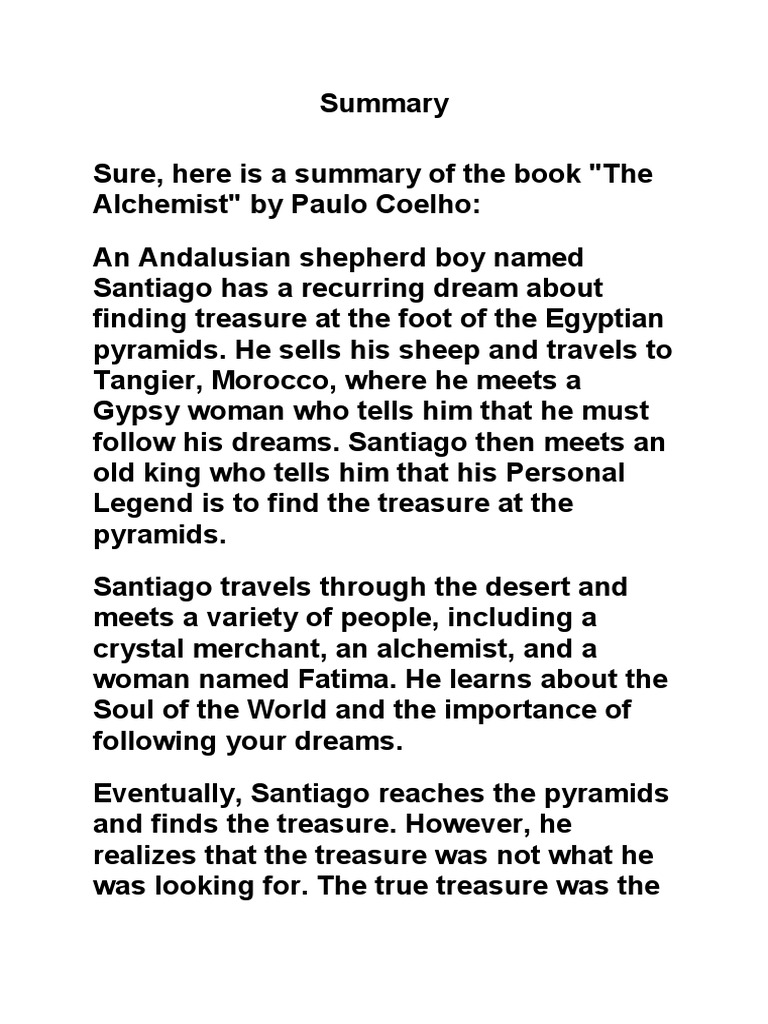 Summary of The Alchemist | PDF