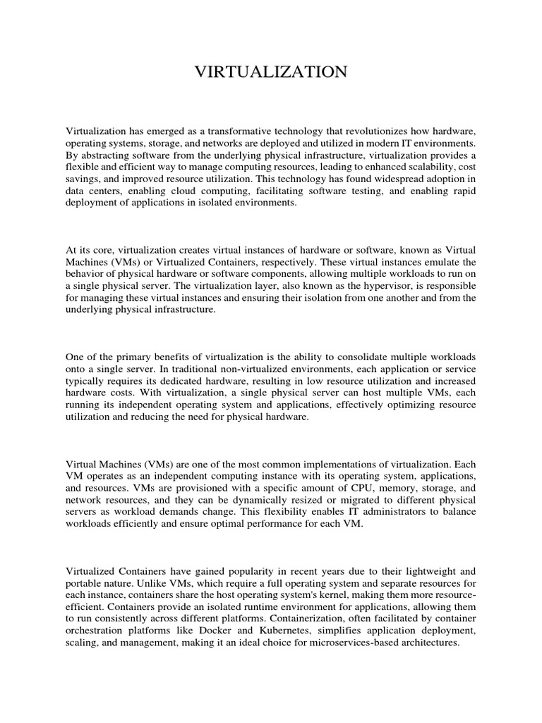 VIRTUALIZATION | PDF | Virtualization | Cloud Computing VIRTUALIZATION | PDF | Virtualization | Cloud Computing