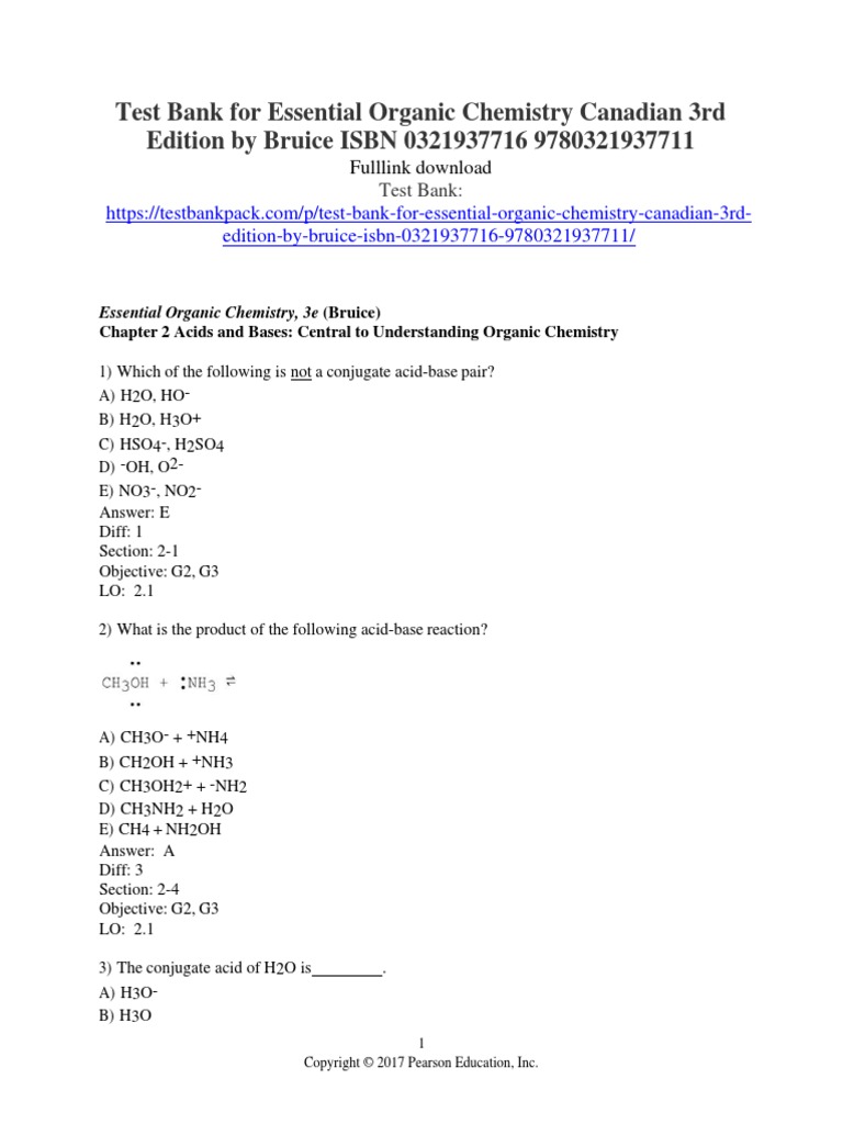 Essential Organic Chemistry Canadian 3rd Edition by Bruice ISBN Test ... Essential Organic Chemistry Canadian 3rd Edition by Bruice ISBN Test ...