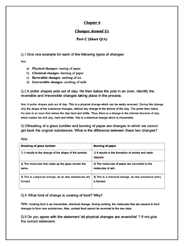 Grade 6 CH 6 Changes Around Us | Download Free PDF | Chemical ... Grade 6 CH 6 Changes Around Us | Download Free PDF | Chemical ...