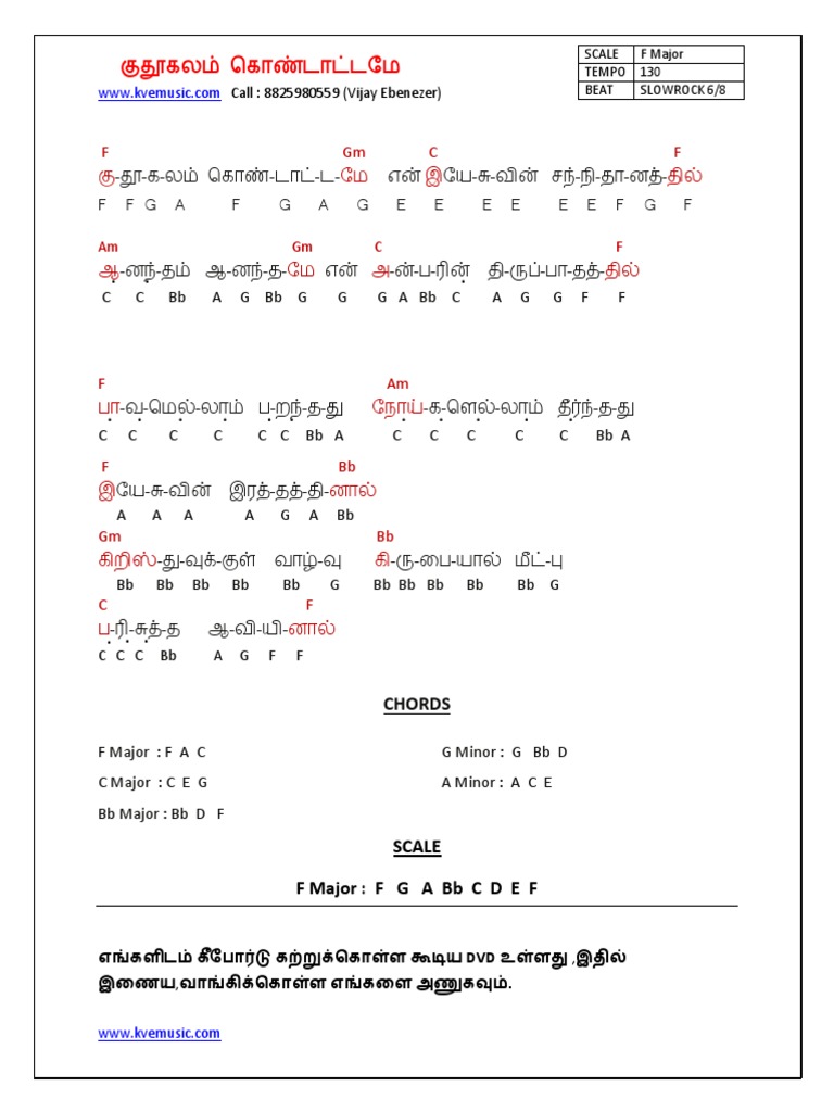 Kudhukalam Kondatame-Abc Notes-Tamil Keyboard Notes-Kvemusic | PDF ...