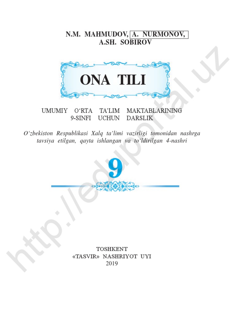 9-Sinf Ona Tili Darslik | PDF