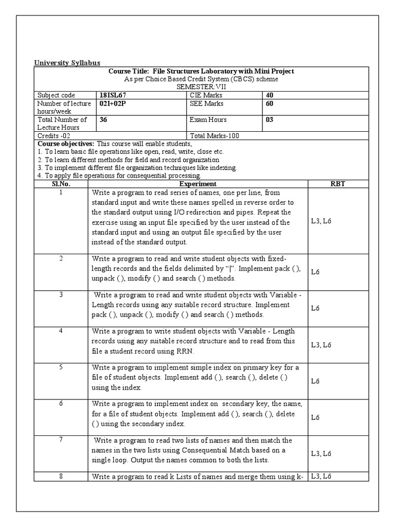 File Structures Lab Guide | PDF | Database Index | Computer File