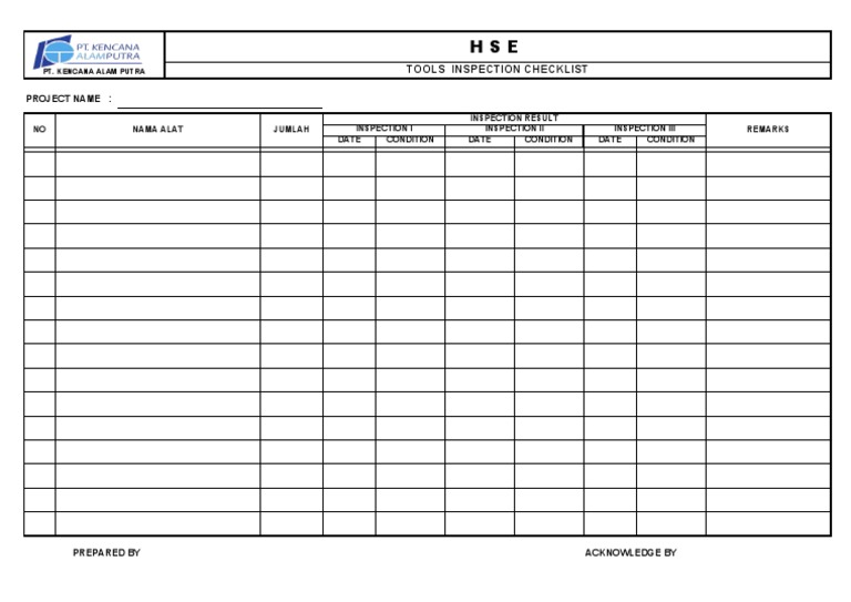 Form Checklist Inspeksi Peralatan | PDF