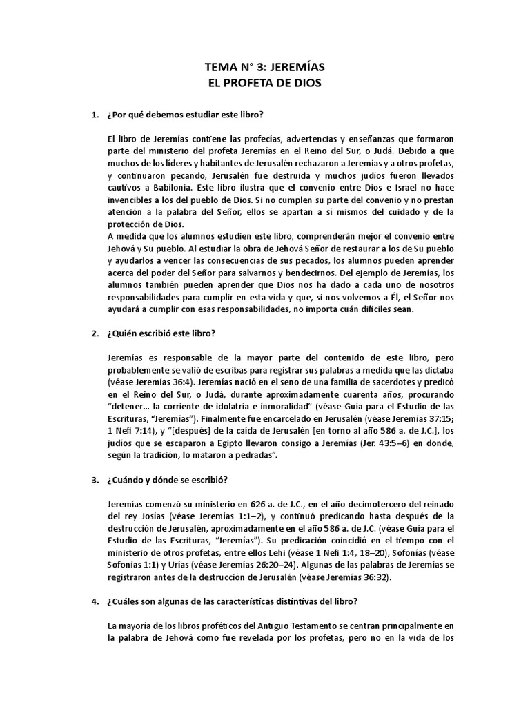 Biografía y mensaje del profeta Jeremías | PDF | Jeremías