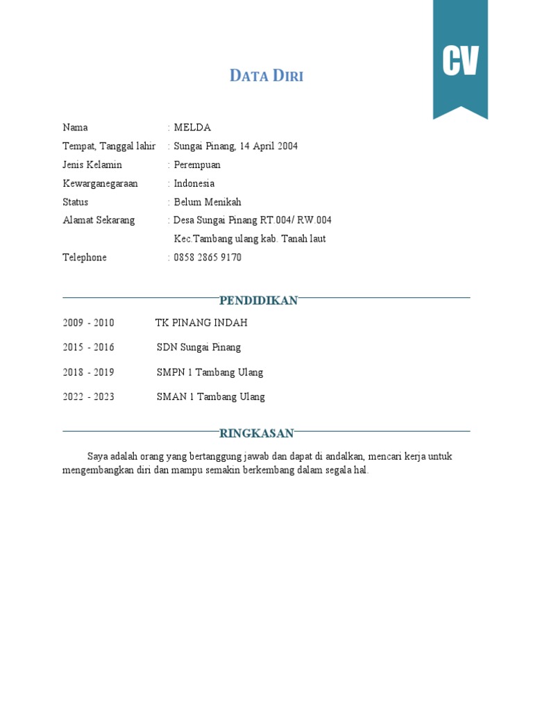 CV (Data Diri) | PDF