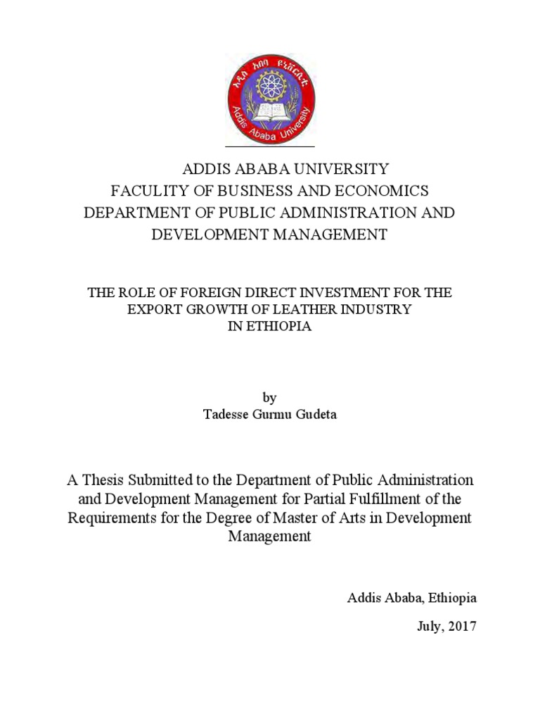 Tadesse Gurmu | PDF | Foreign Direct Investment | Exports