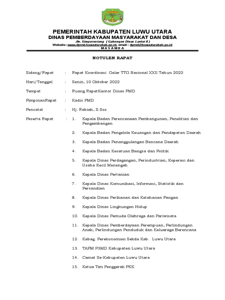 Notulen Rapat TTG | PDF | Seni