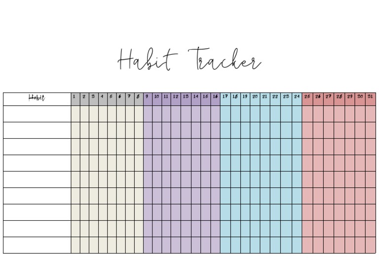 Habit Tracker Template | PDF