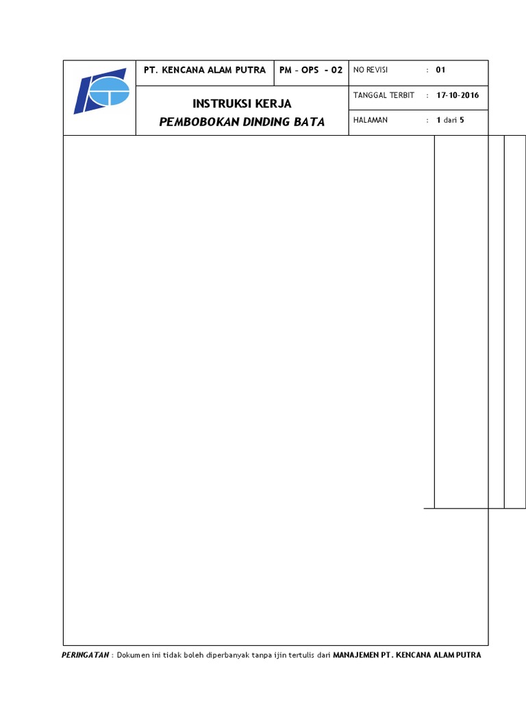 Instruksi Kerja Pembobokan Dinding Bata | PDF