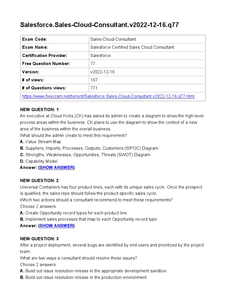 Salesforce - Sales Cloud Consultant.v2022!12!16.q77 | PDF | Cloud ...