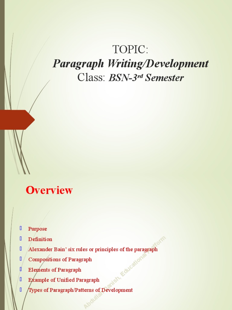 Paragraph Writing Development | PDF | Paragraph | Sentence (Linguistics)