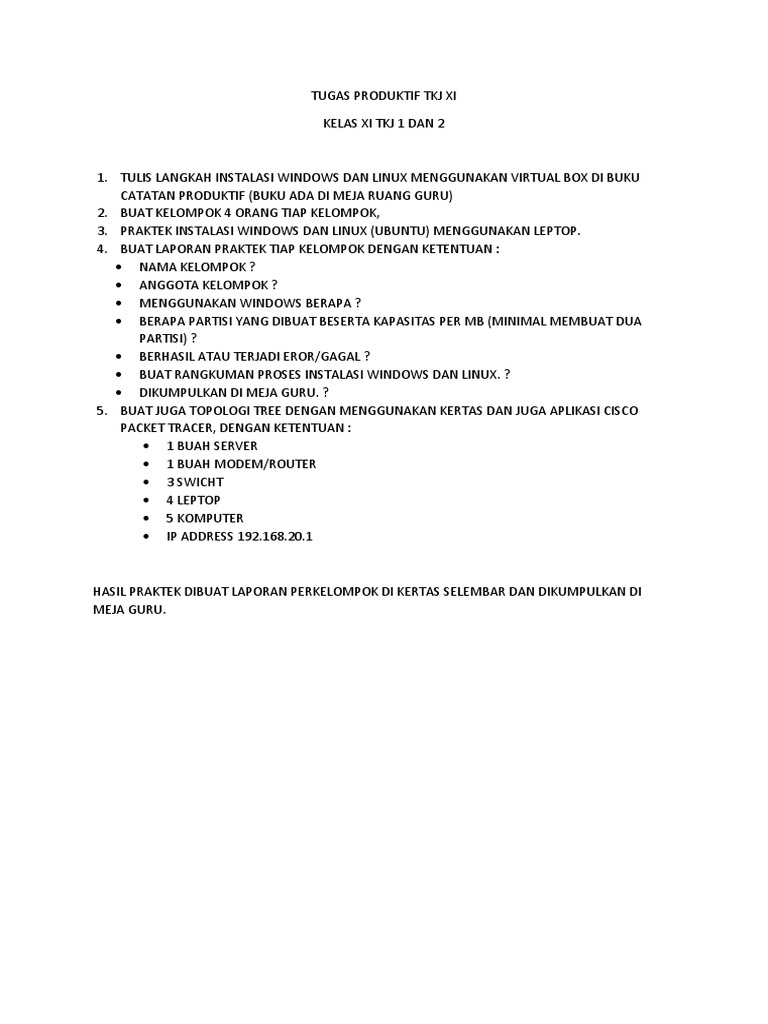 Tugas Produktif TKJ Xi Hasan | PDF