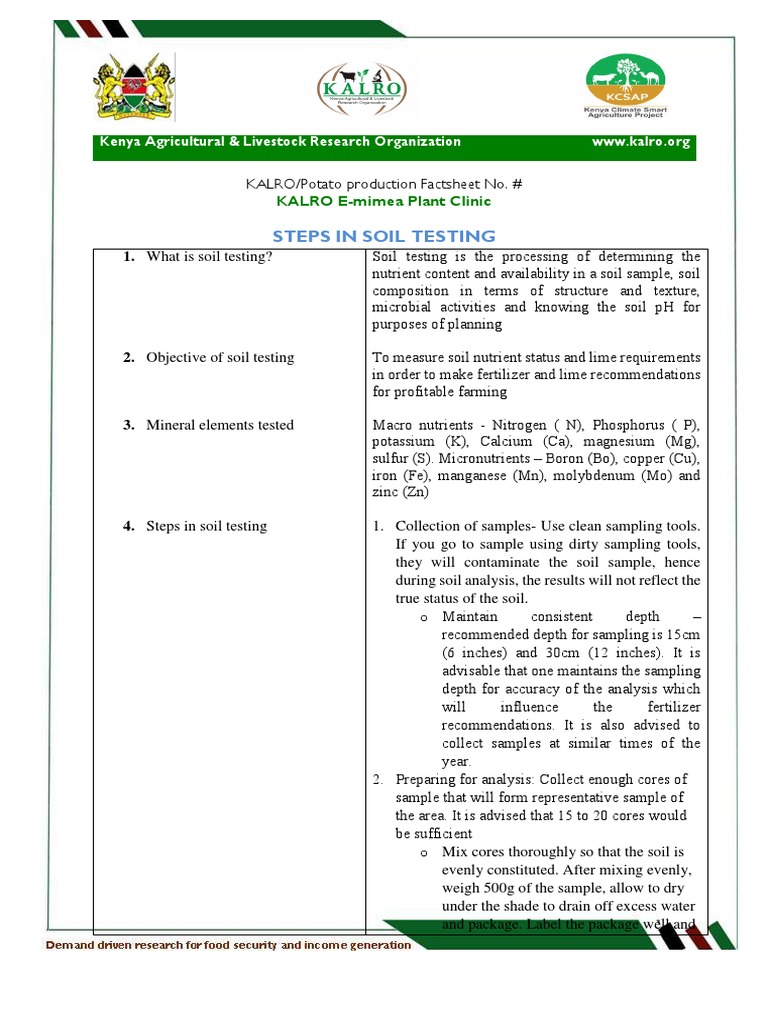 Steps in Soil Testing Handout | PDF | Soil | Nutrients