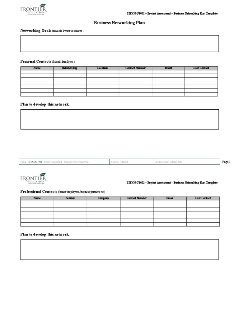 Business Networking Plan Template (1) | PDF | Business | Social Network
