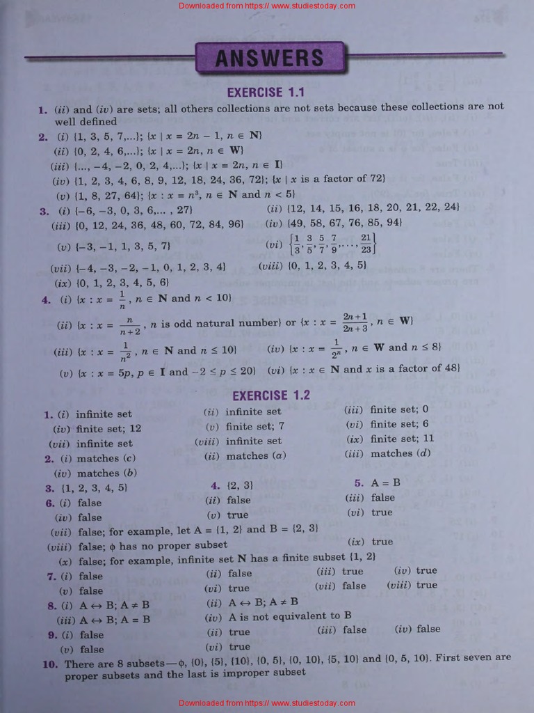 ICSE Class 8 Maths All Chapters Exercise Answers | PDF