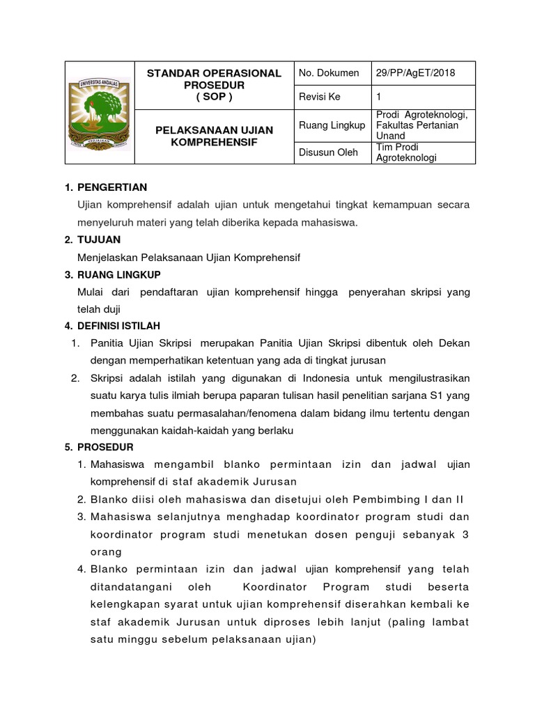 SOP Pelaksanaan Ujian Komprehensif | PDF
