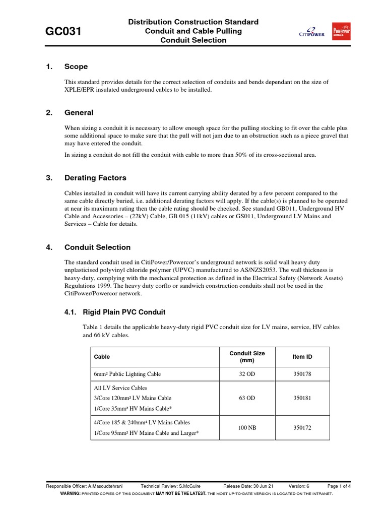 GC031 Conduit Selection | PDF | Pipe (Fluid Conveyance) | Polyvinyl ...