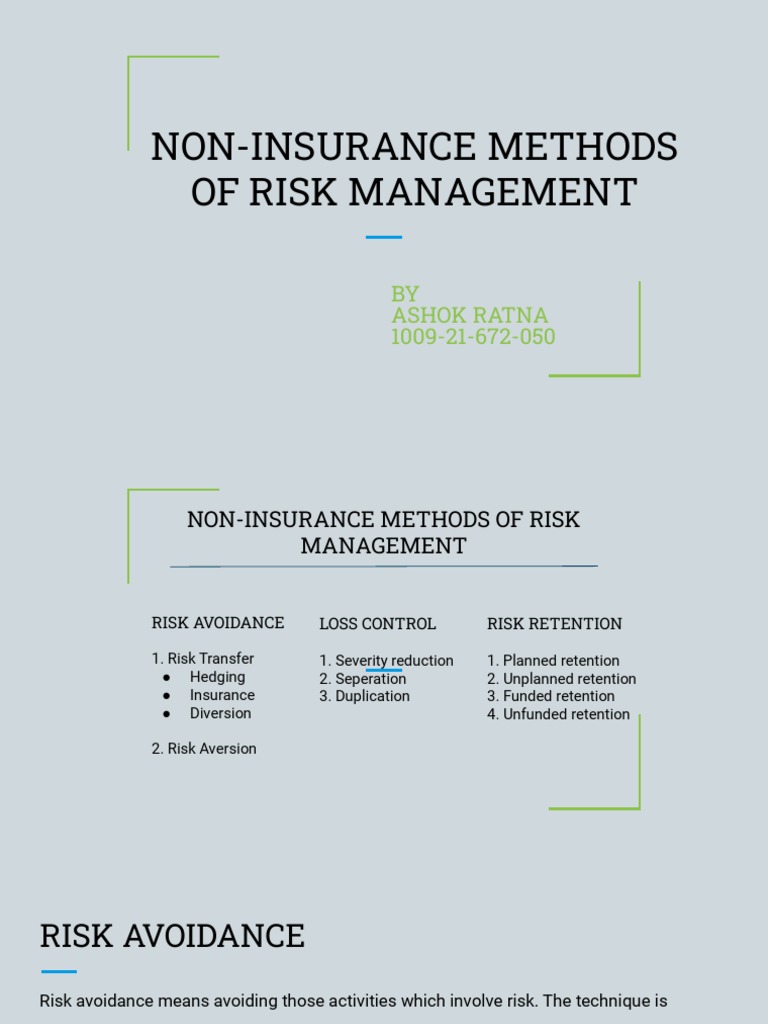 Non-Insurance Risk Management Techniques | PDF | Diversification ...