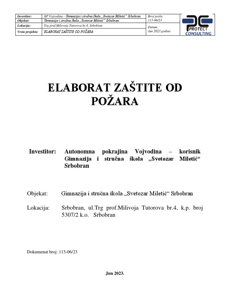 Elaborat ZOP - Svetozar Miletić | PDF