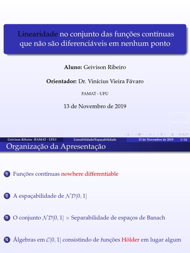 Funções Contínuas Não Diferenciáveis | PDF | Derivado | Espaço vetorial